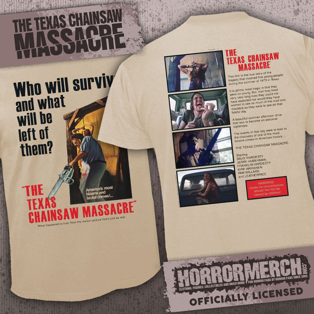 Texas Chainsaw Massacre Poster Tan Front And Back Print Mens Sh