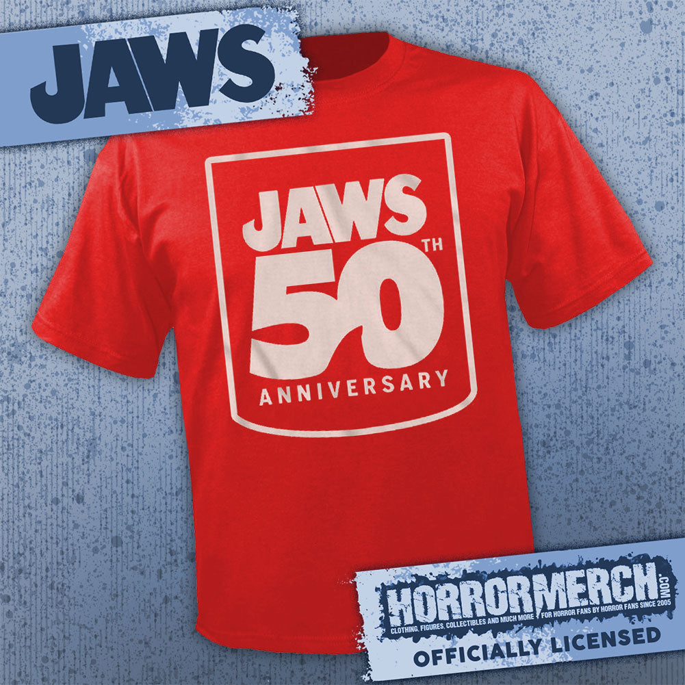 Jaws - 50th Anniversary (Red) [Mens Shirt] – Horrormerch.com